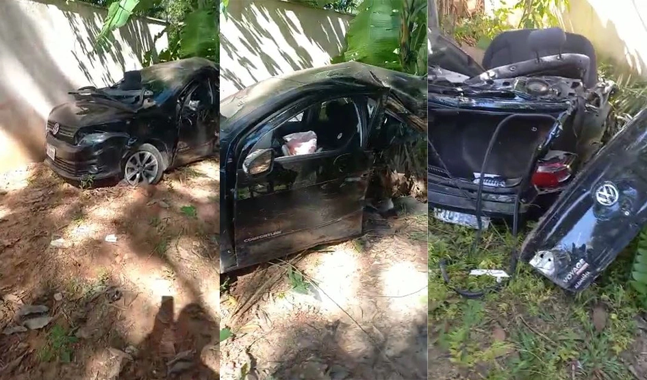Veículo é partido ao meio em acidente após motorista perder o controle ...
