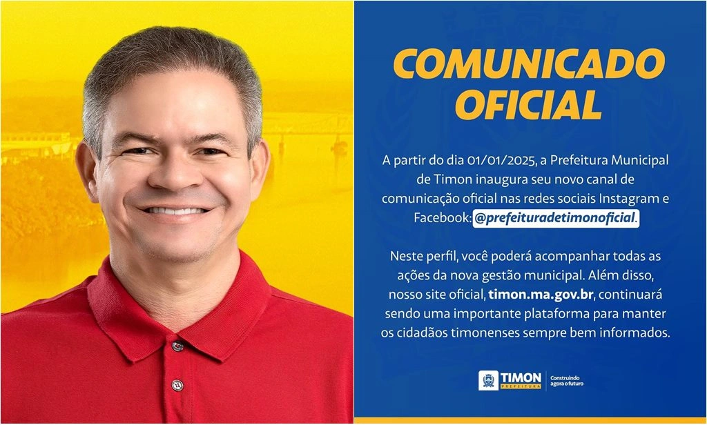 Rafael anuncia perfil oficial da Prefeitura de Timon nas redes socias ...
